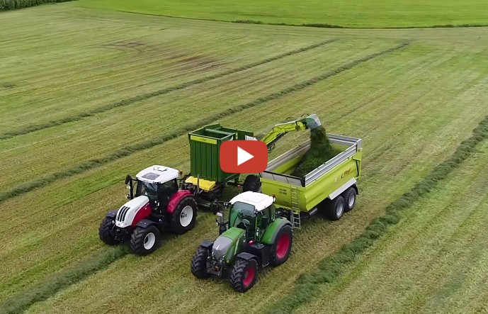 Fliegl Buffel in actie....Gras snijden en laden. Geen hakselaar meer ...