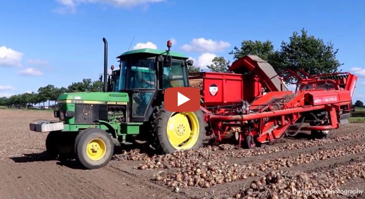 Uien opladen en inschuren bij De Jager Agri . Opladen met een John ...