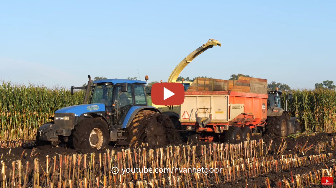 Modderen in de mais op een nat perceel in Nijeveen door Loonbedrijf ...