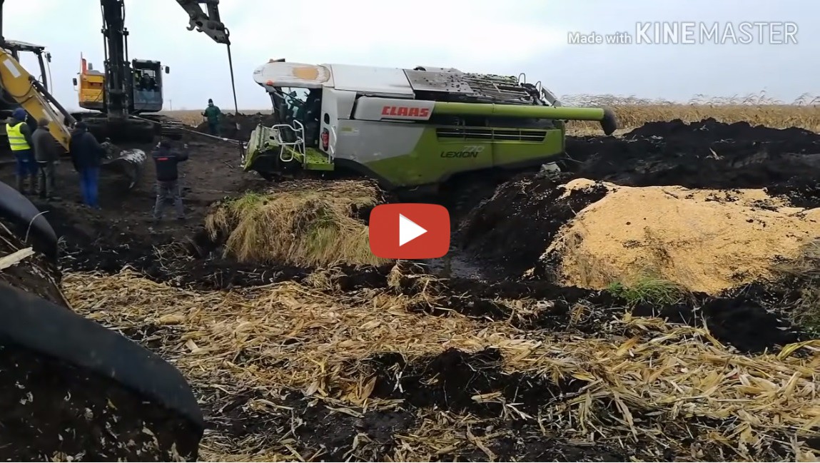 Soms zit het tegen..... Claas Lexion 770 vastgereden in Polen...........