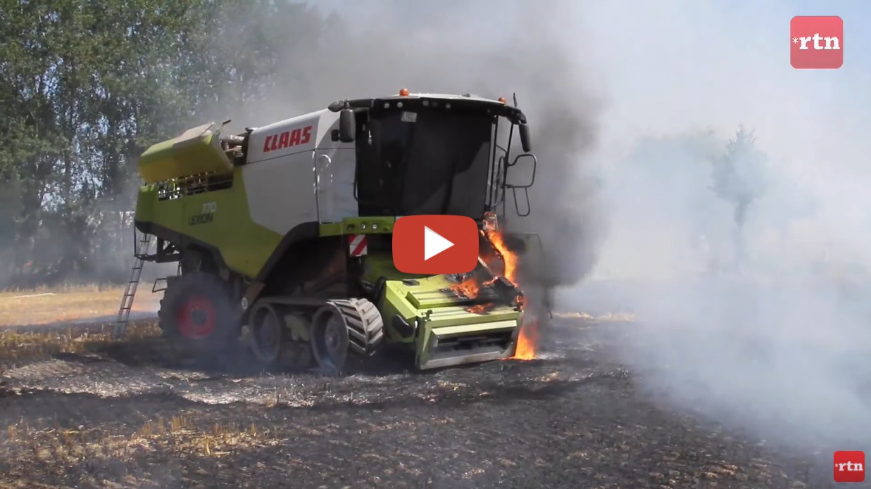 Een Claas Lexion 770 TT met een waarde van 450.000 euro staat in brand