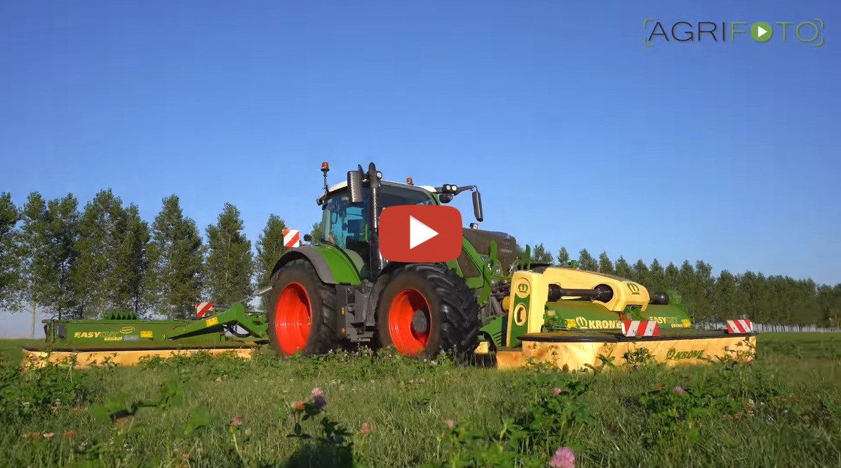 Maaien en op zwad leggen in één werkgang met een nieuwe Krone triple ...