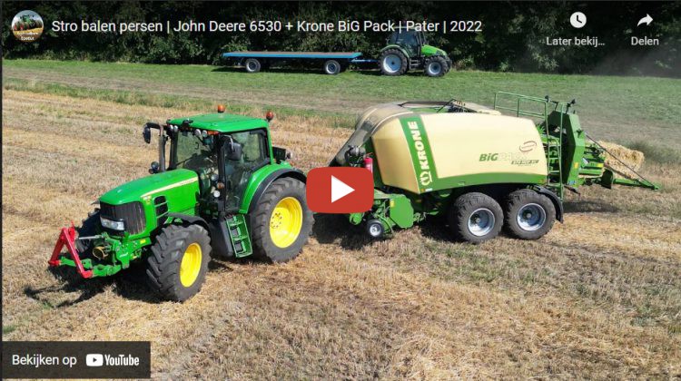 *Stro balen persen in Harskamp met een John Deere 6530 Premium en een ...