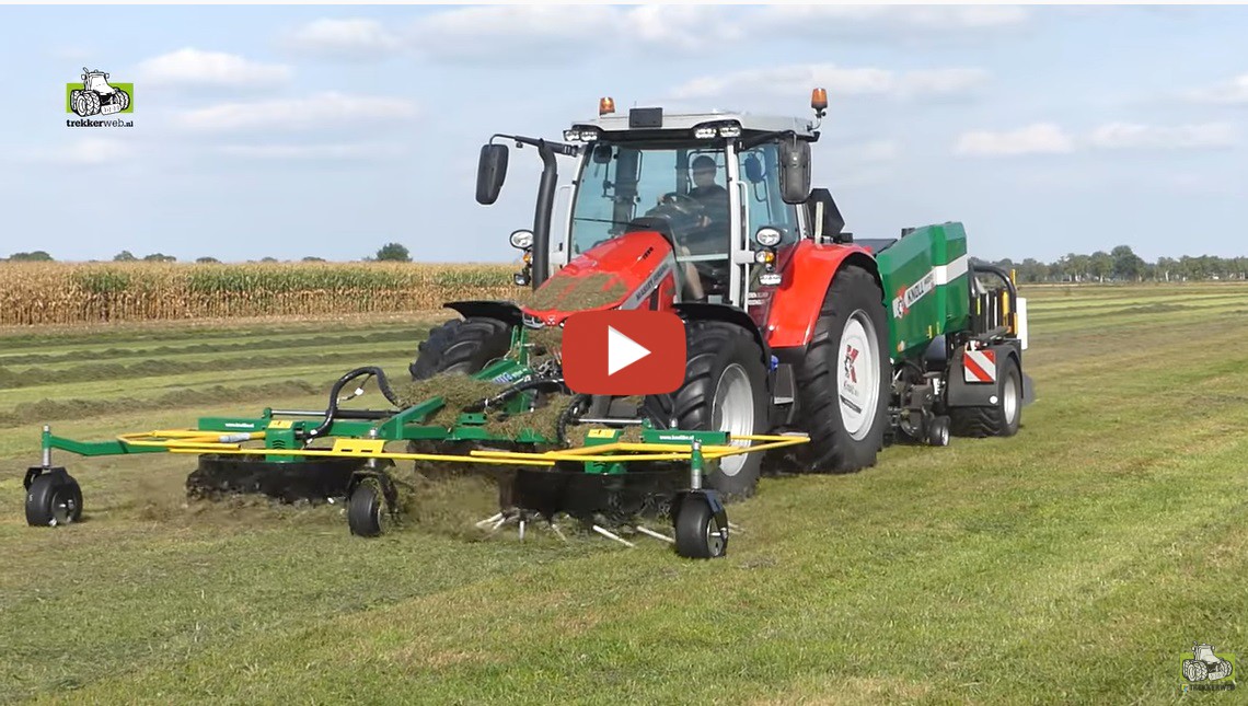 Agronic Front hark en de Knoll MidiFix baler.. Harken en balen in één ...