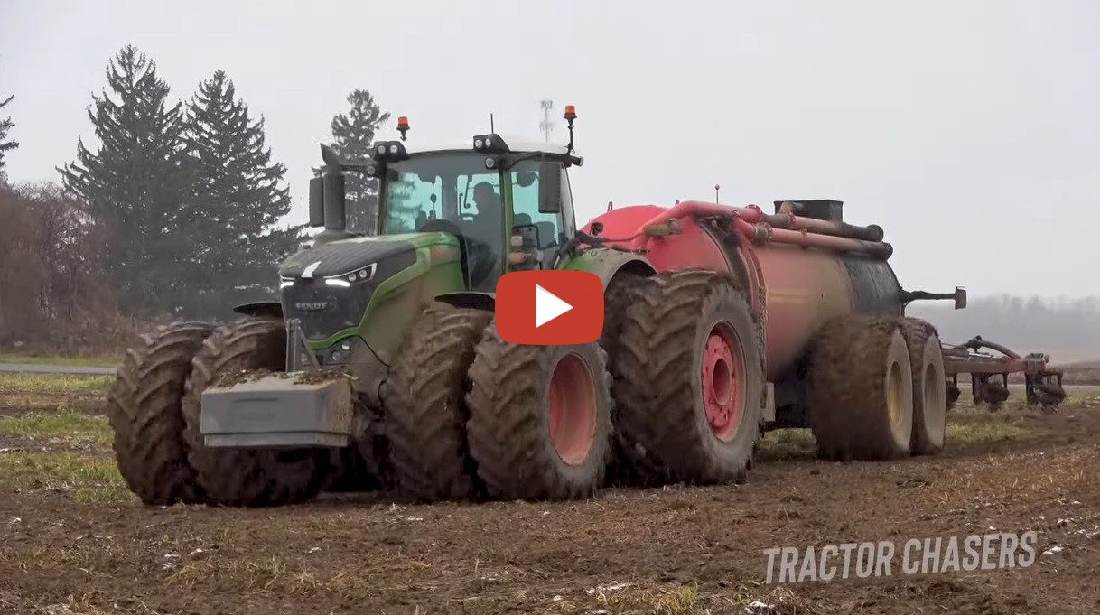Fendt 1050 aan het mest uitrijden met een Nuhn tank in de staat New ...