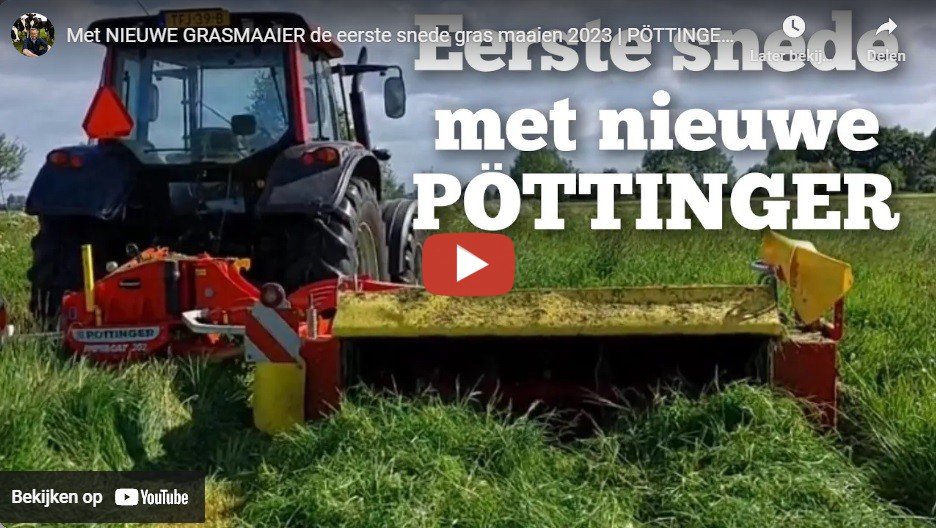 Boer Gerrit gestart met grasmaaien met de nieuwe maaier......Er staat ...
