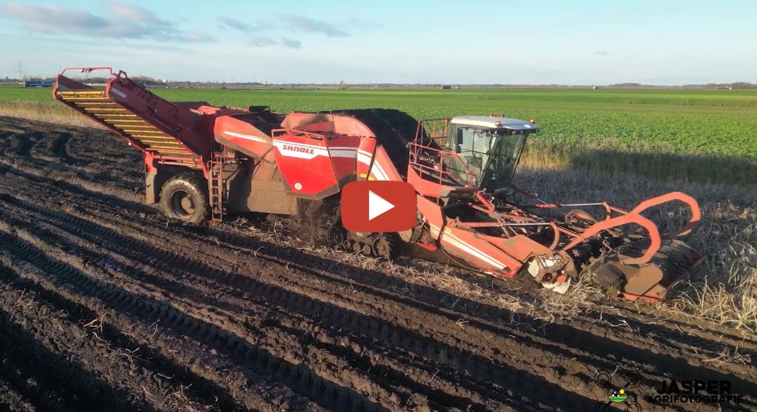 JasperAgriFotografie -- Grimme Ventor 4150 op rups aardappels rooien in hele natte ...