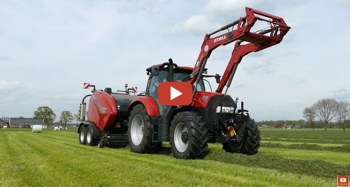 Melkveehouder Busweiler- Ronde Balen persen en wikkelen 2024 met een Case IH Maxxum 125 met een ...