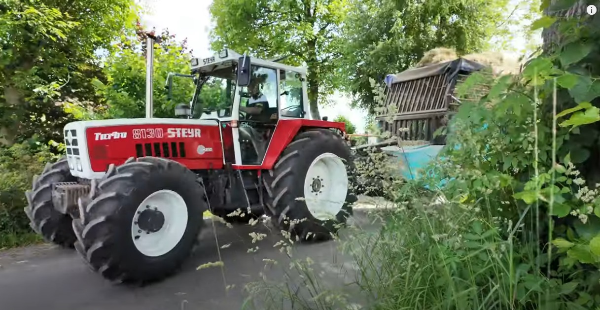 Steyr 8130 Turbo bij de hooioogst. Soundvideo!! - feruontour
