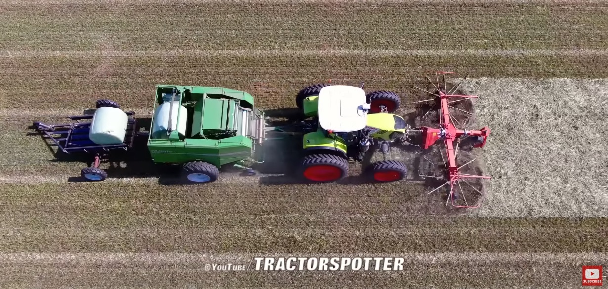 Tractorspotter -- Gras harken, persen en wikkelen, in één rondgang, met ...